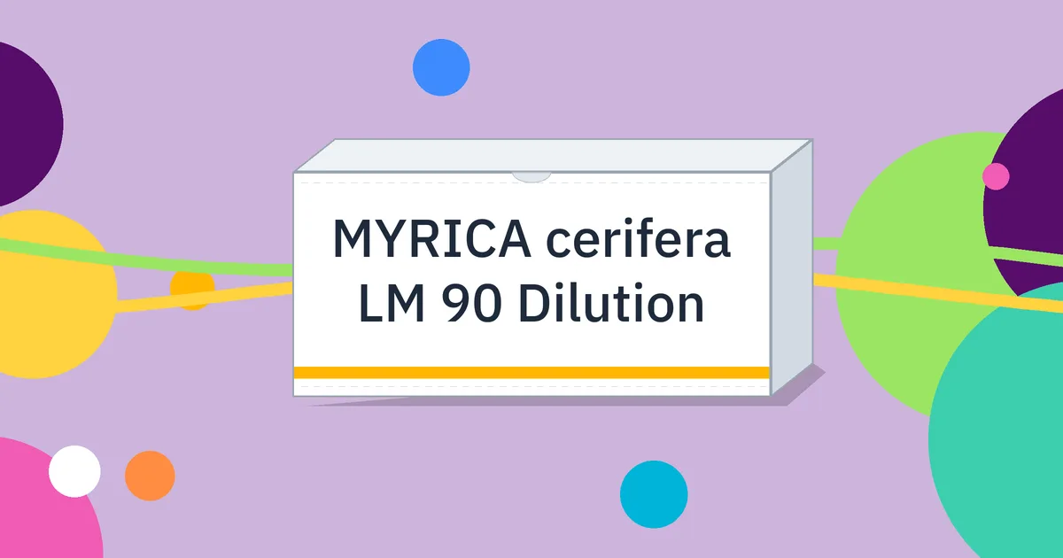 Symbolbild: Packung mit der Aufschrift MYRICA cerifera LM 90 Dilution (PZN 12957393) – Verfügbarkeit und Bezug in Apotheken in Frankfurt am Main