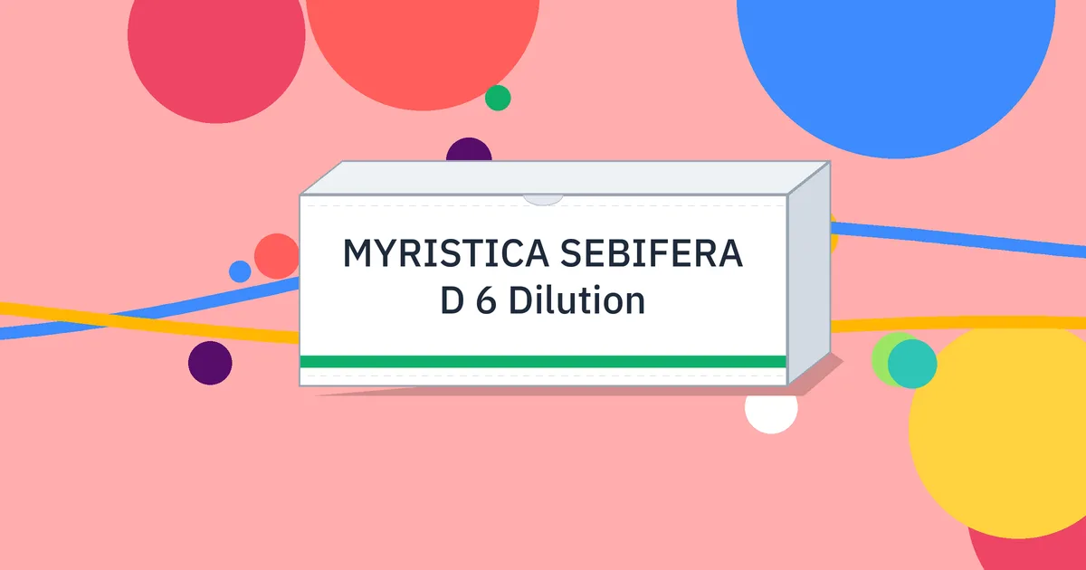 Symbolbild: Packung mit der Aufschrift MYRISTICA SEBIFERA D 6 Dilution (PZN 02618419) – Verfügbarkeit und Bezug in Apotheken in Frankfurt am Main