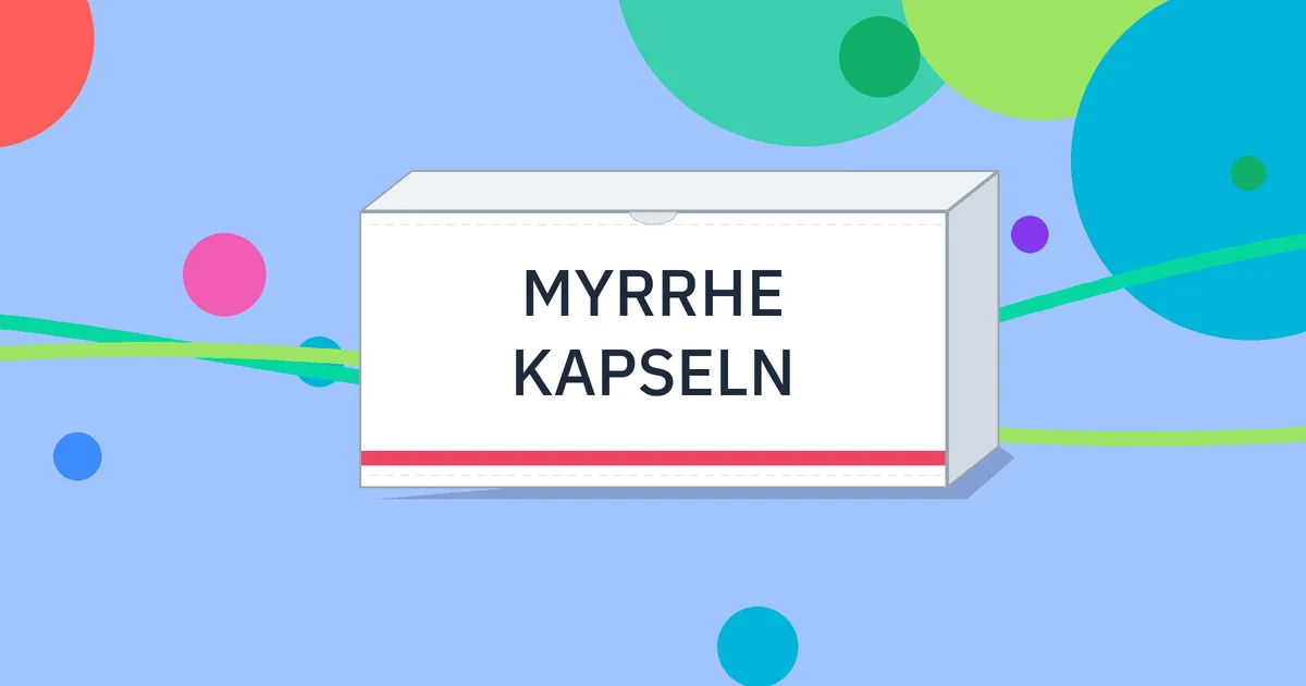Symbolbild: Packung mit der Aufschrift MYRRHE KAPSELN (PZN 06879476) – Verfügbarkeit und Bezug in Apotheken in Frankfurt am Main