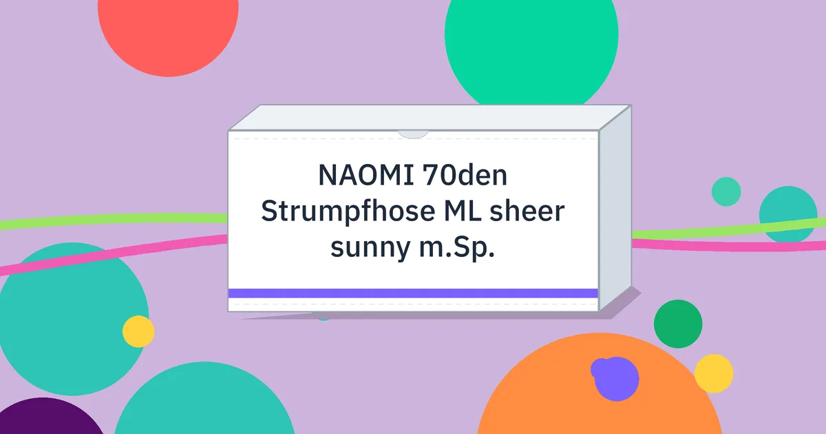 Symbolbild: Packung mit der Aufschrift NAOMI 70den Strumpfhose ML sheer sunny m.Sp. (PZN 16180010) – Verfügbarkeit und Bezug in Apotheken in Frankfurt am Main