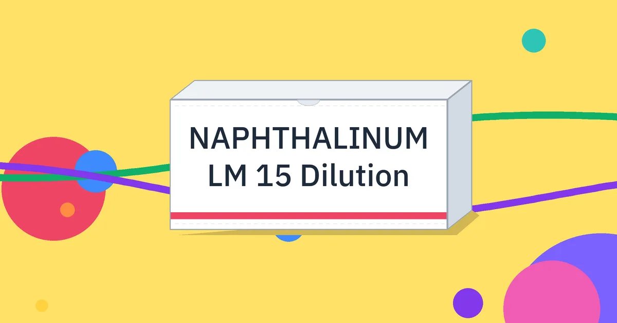 Symbolbild: Packung mit der Aufschrift NAPHTHALINUM LM 15 Dilution (PZN 12958493) – Verfügbarkeit und Bezug in Apotheken in Frankfurt am Main