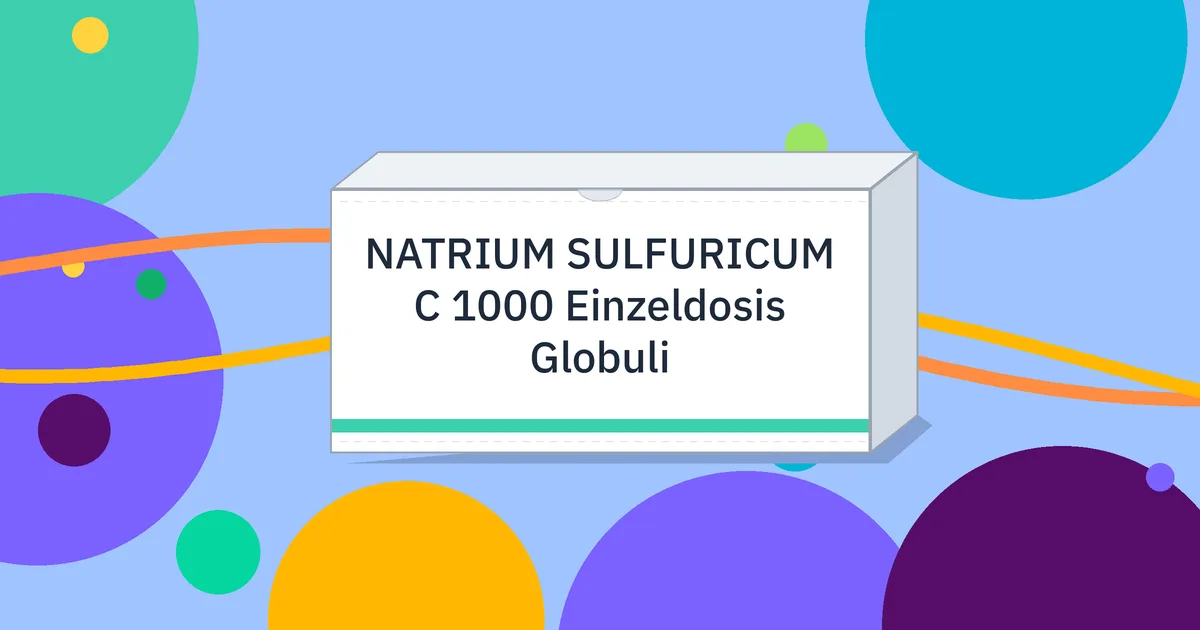 Symbolbild: Packung mit der Aufschrift NATRIUM SULFURICUM C 1000 Einzeldosis Globuli (PZN 03034548) – Verfügbarkeit und Bezug in Apotheken in Frankfurt am Main