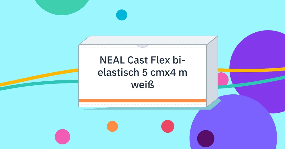 Symbolbild: Packung mit der Aufschrift NEAL Cast Flex bi-elastisch 5 cmx4 m weiß (PZN 19530717) – Verfügbarkeit und Bezug in Apotheken in Frankfurt am Main