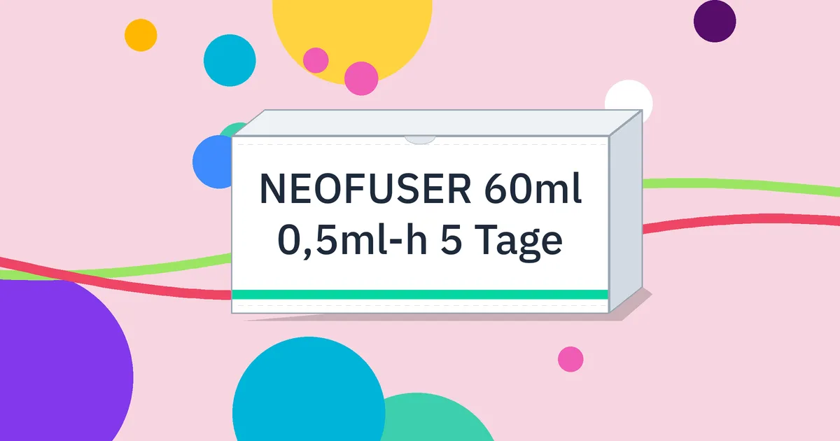 Symbolbild: Packung mit der Aufschrift NEOFUSER 60ml 0,5ml-h 5 Tage (PZN 16512110) – Verfügbarkeit und Bezug in Apotheken in Frankfurt am Main