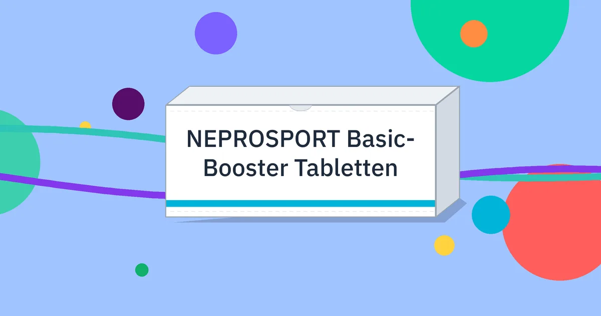 Symbolbild: Packung mit der Aufschrift NEPROSPORT Basic-Booster Tabletten (PZN 09196619) – Verfügbarkeit und Bezug in Apotheken in Frankfurt am Main