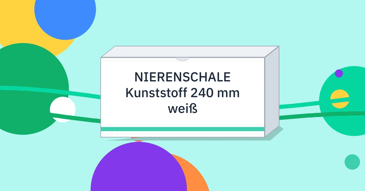 Symbolbild: Packung mit der Aufschrift NIERENSCHALE Kunststoff 240 mm weiß (PZN 10075772) – Verfügbarkeit und Bezug in Apotheken in Frankfurt am Main