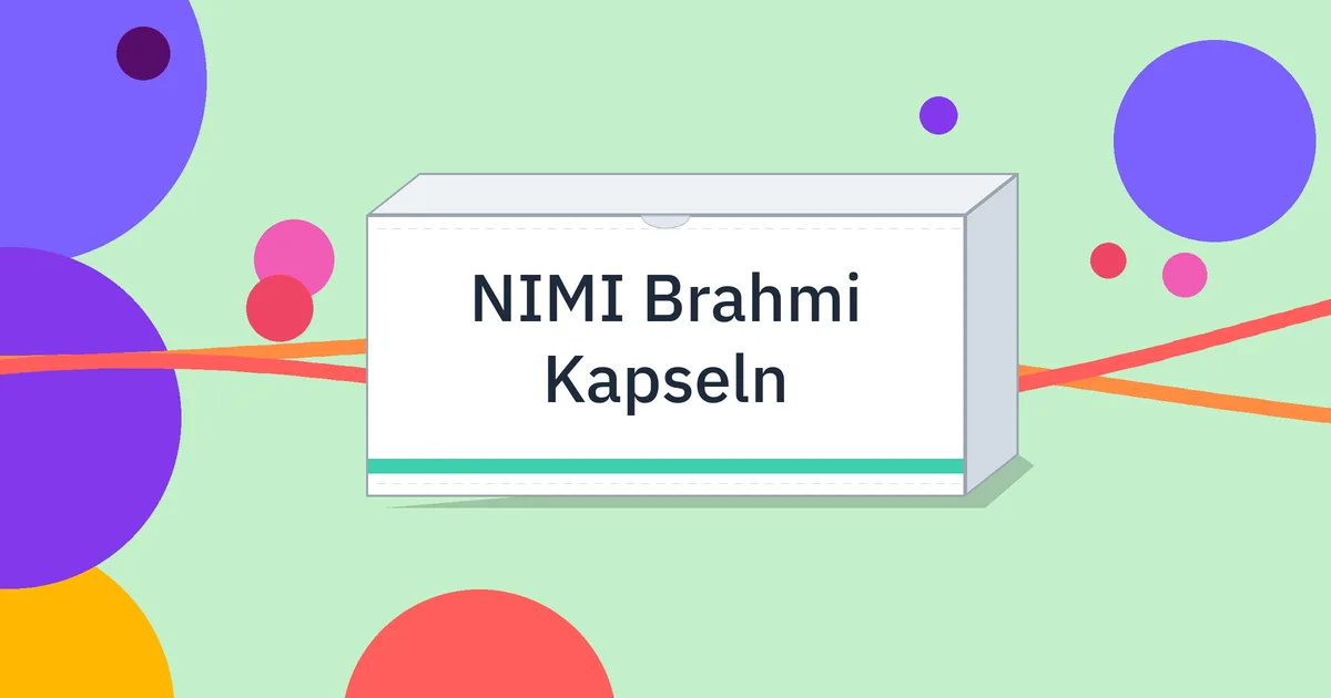 Symbolbild: Packung mit der Aufschrift NIMI Brahmi Kapseln (PZN 14234799) – Verfügbarkeit und Bezug in Apotheken in Frankfurt am Main