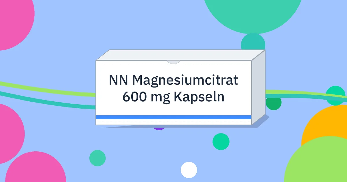 Symbolbild: Packung mit der Aufschrift NN Magnesiumcitrat 600 mg Kapseln (PZN 15376946) – Verfügbarkeit und Bezug in Apotheken in Frankfurt am Main