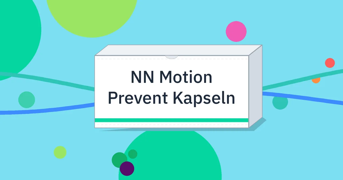 Symbolbild: Packung mit der Aufschrift NN Motion Prevent Kapseln (PZN 16891283) – Verfügbarkeit und Bezug in Apotheken in Frankfurt am Main