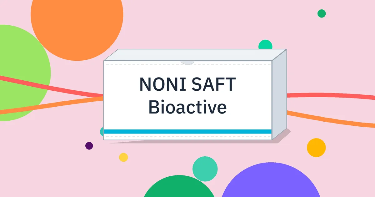 Symbolbild: Packung mit der Aufschrift NONI SAFT Bioactive (PZN 00134315) – Verfügbarkeit und Bezug in Apotheken in Frankfurt am Main