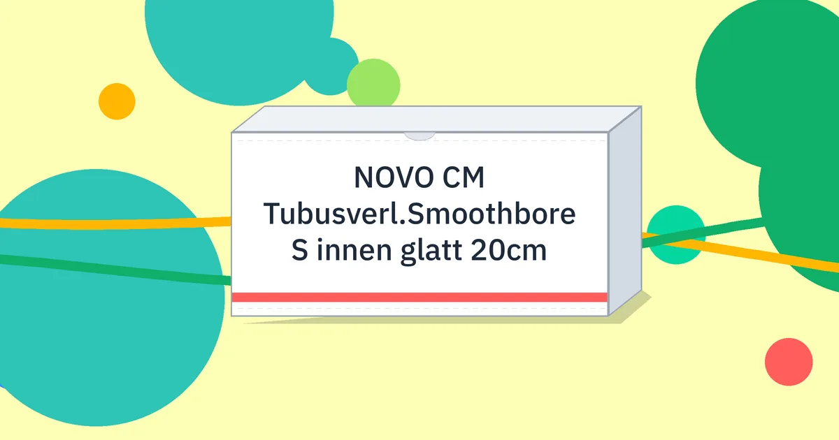 Symbolbild: Packung mit der Aufschrift NOVO CM Tubusverl.Smoothbore S innen glatt 20cm (PZN 18471390) – Verfügbarkeit und Bezug in Apotheken in Frankfurt am Main