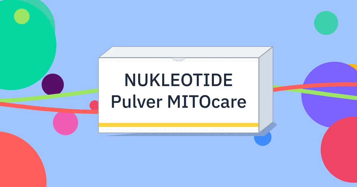 Symbolbild: Packung mit der Aufschrift NUKLEOTIDE Pulver MITOcare (PZN 16623938) – Verfügbarkeit und Bezug in Apotheken in Frankfurt am Main