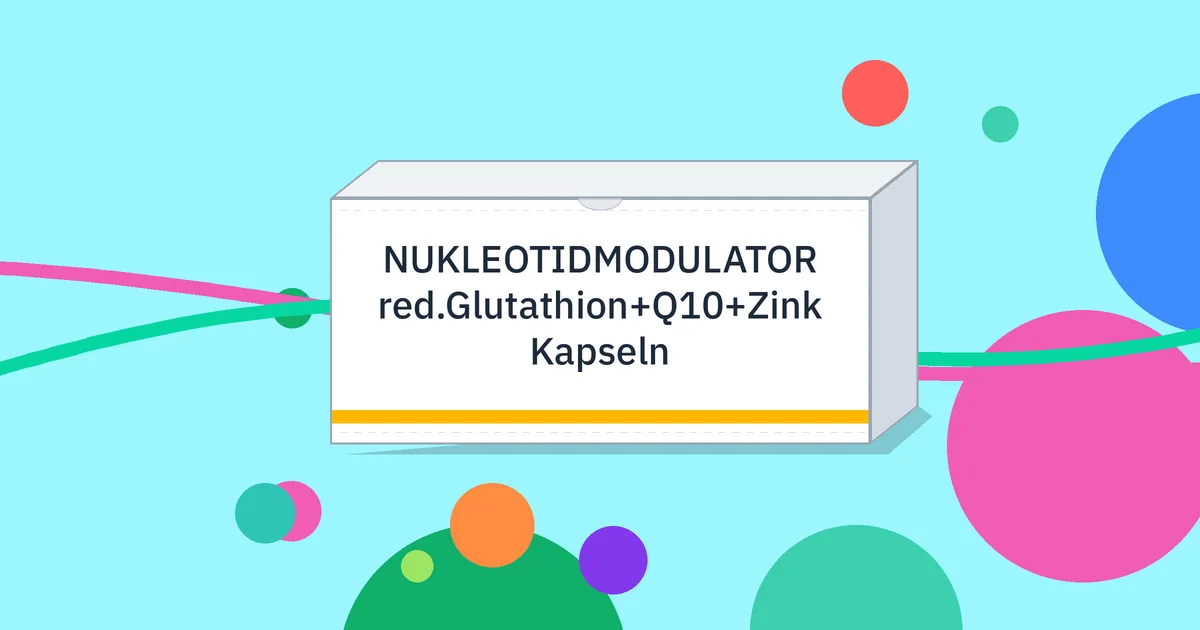 Symbolbild: Packung mit der Aufschrift NUKLEOTIDMODULATOR red.Glutathion+Q10+Zink Kapseln (PZN 18889209) – Verfügbarkeit und Bezug in Apotheken in Frankfurt am Main