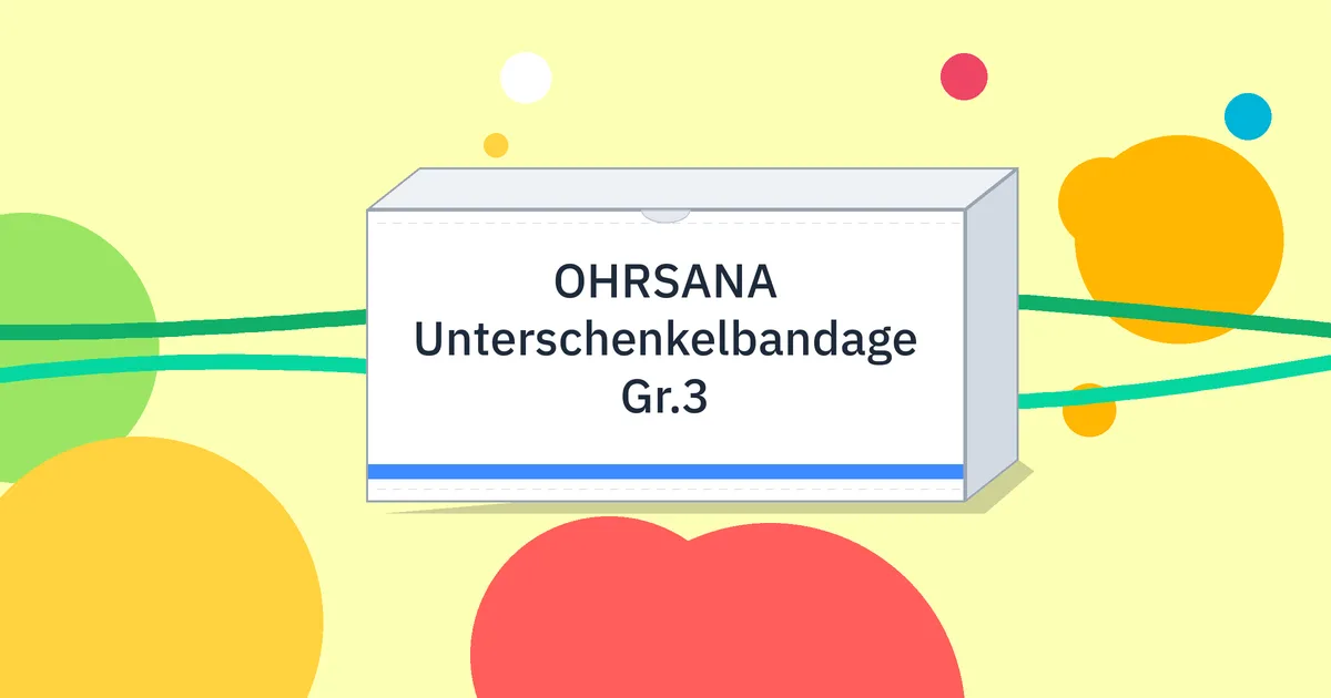 Symbolbild: Packung mit der Aufschrift OHRSANA Unterschenkelbandage Gr.3 (PZN 02669701) – Verfügbarkeit und Bezug in Apotheken in Frankfurt am Main