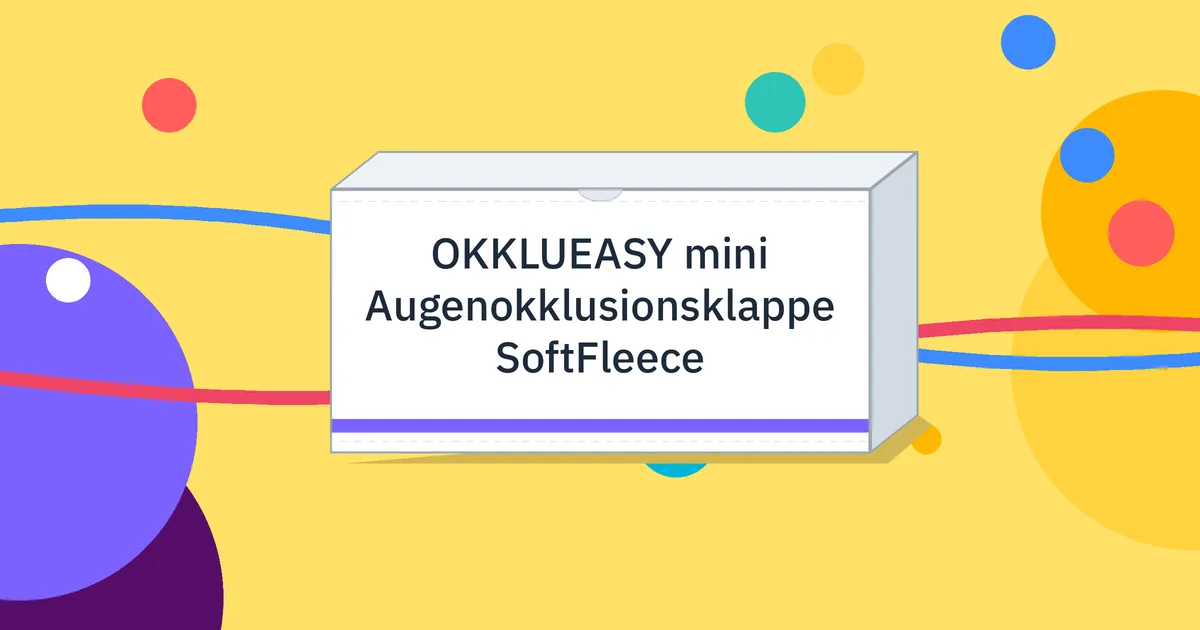 Symbolbild: Packung mit der Aufschrift OKKLUEASY mini Augenokklusionsklappe SoftFleece (PZN 01815448) – Verfügbarkeit und Bezug in Apotheken in Frankfurt am Main