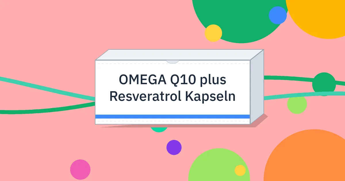 Symbolbild: Packung mit der Aufschrift OMEGA Q10 plus Resveratrol Kapseln (PZN 19253689) – Verfügbarkeit und Bezug in Apotheken in Frankfurt am Main