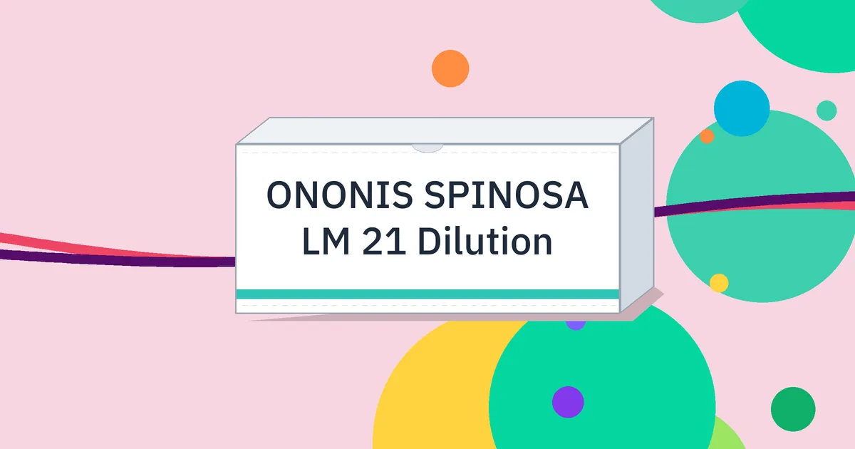 Symbolbild: Packung mit der Aufschrift ONONIS SPINOSA LM 21 Dilution (PZN 13625782) – Verfügbarkeit und Bezug in Apotheken in Frankfurt am Main