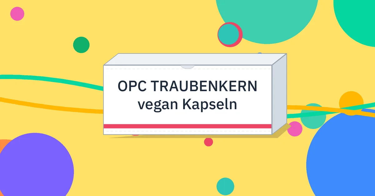 Symbolbild: Packung mit der Aufschrift OPC TRAUBENKERN vegan Kapseln (PZN 12728379) – Verfügbarkeit und Bezug in Apotheken in Frankfurt am Main