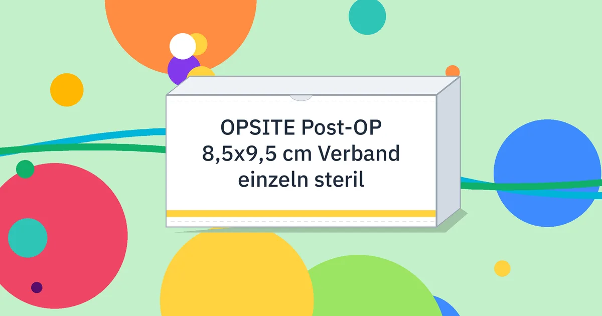 Symbolbild: Packung mit der Aufschrift OPSITE Post-OP 8,5x9,5 cm Verband einzeln steril (PZN 09208914) – Verfügbarkeit und Bezug in Apotheken in Frankfurt am Main