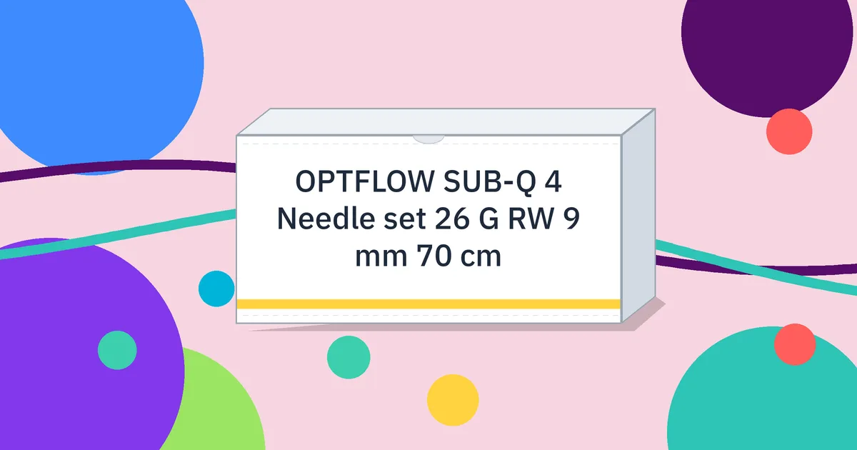 Symbolbild: Packung mit der Aufschrift OPTFLOW SUB-Q 4 Needle set 26 G RW 9 mm 70 cm (PZN 16801297) – Verfügbarkeit und Bezug in Apotheken in Frankfurt am Main