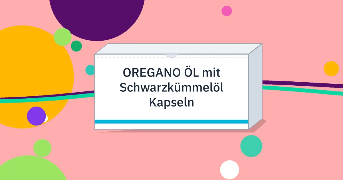 Symbolbild: Packung mit der Aufschrift OREGANO ÖL mit Schwarzkümmelöl Kapseln (PZN 20604473) – Verfügbarkeit und Bezug in Apotheken in Frankfurt am Main