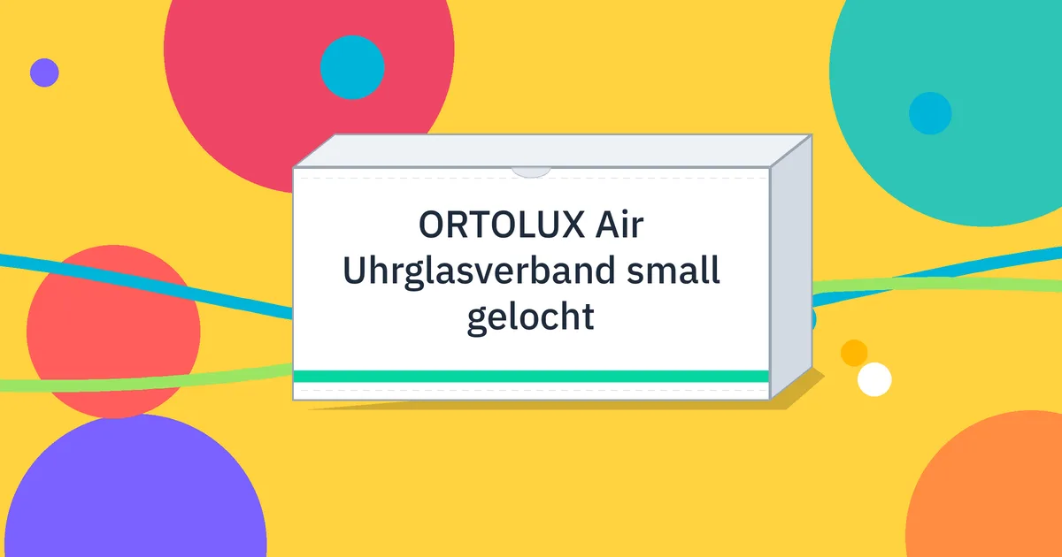 Symbolbild: Packung mit der Aufschrift ORTOLUX Air Uhrglasverband small gelocht (PZN 00713579) – Verfügbarkeit und Bezug in Apotheken in Frankfurt am Main