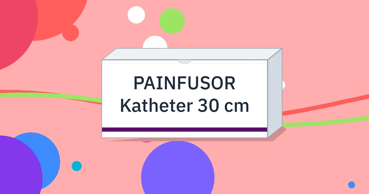 Symbolbild: Packung mit der Aufschrift PAINFUSOR Katheter 30 cm (PZN 09680031) – Verfügbarkeit und Bezug in Apotheken in Frankfurt am Main