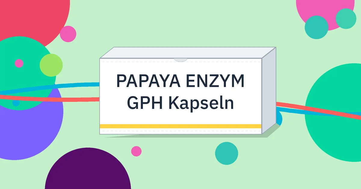 Symbolbild: Packung mit der Aufschrift PAPAYA ENZYM GPH Kapseln (PZN 03450212) – Verfügbarkeit und Bezug in Apotheken in Frankfurt am Main