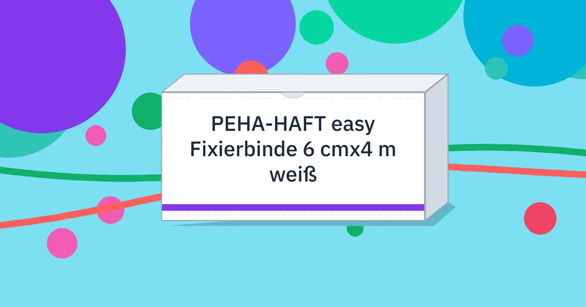 Symbolbild: Packung mit der Aufschrift PEHA-HAFT easy Fixierbinde 6 cmx4 m weiß (PZN 18851307) – Verfügbarkeit und Bezug in Apotheken in Frankfurt am Main