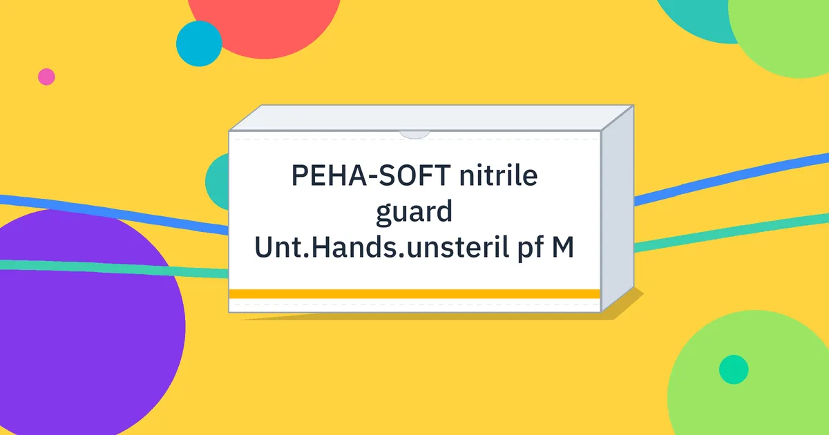 Symbolbild: Packung mit der Aufschrift PEHA-SOFT nitrile guard Unt.Hands.unsteril pf M (PZN 03539188) – Verfügbarkeit und Bezug in Apotheken in Frankfurt am Main