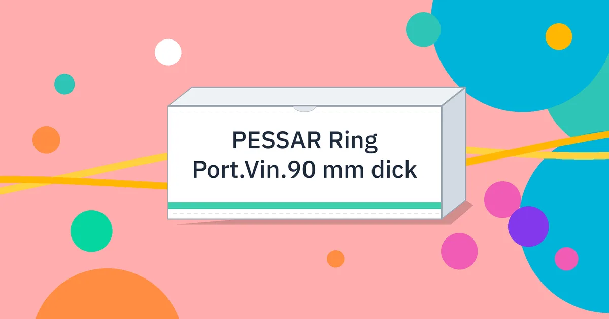 Symbolbild: Packung mit der Aufschrift PESSAR Ring Port.Vin.90 mm dick (PZN 01967508) – Verfügbarkeit und Bezug in Apotheken in Frankfurt am Main