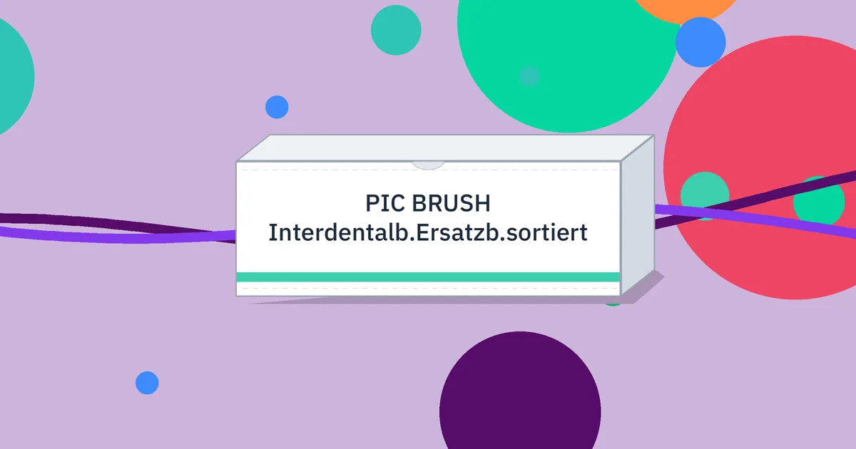 Symbolbild: Packung mit der Aufschrift PIC BRUSH Interdentalb.Ersatzb.sortiert (PZN 07391239) – Verfügbarkeit und Bezug in Apotheken in Frankfurt am Main