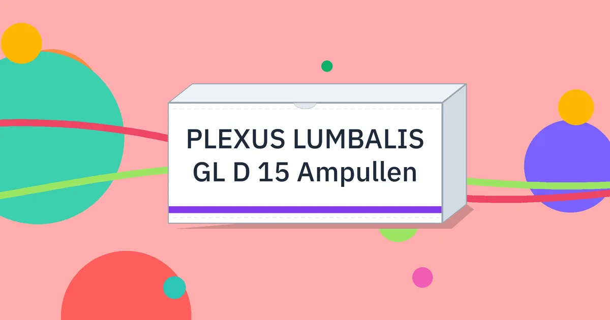 Symbolbild: Packung mit der Aufschrift PLEXUS LUMBALIS GL D 15 Ampullen (PZN 02951225) – Verfügbarkeit und Bezug in Apotheken in Frankfurt am Main