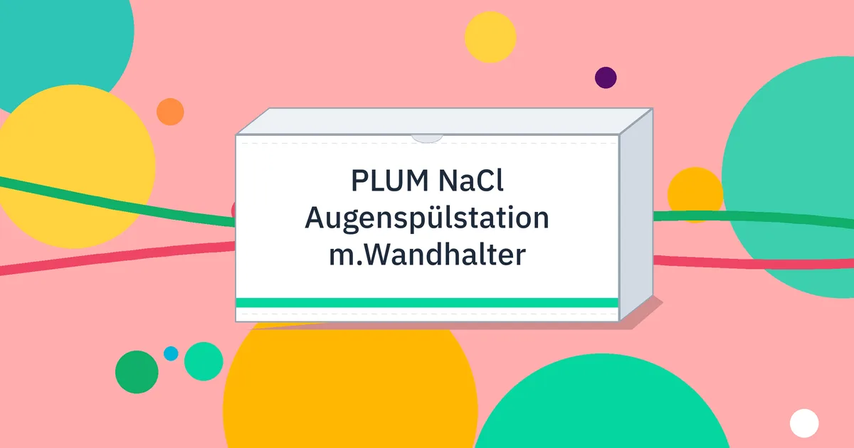 Symbolbild: Packung mit der Aufschrift PLUM NaCl Augenspülstation m.Wandhalter (PZN 04397425) – Verfügbarkeit und Bezug in Apotheken in Frankfurt am Main