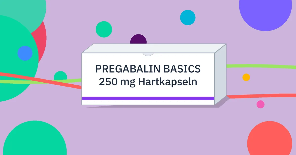 Symbolbild: Packung mit der Aufschrift PREGABALIN BASICS 250 mg Hartkapseln (PZN 12548542) – Verfügbarkeit und Bezug in Apotheken in Frankfurt am Main