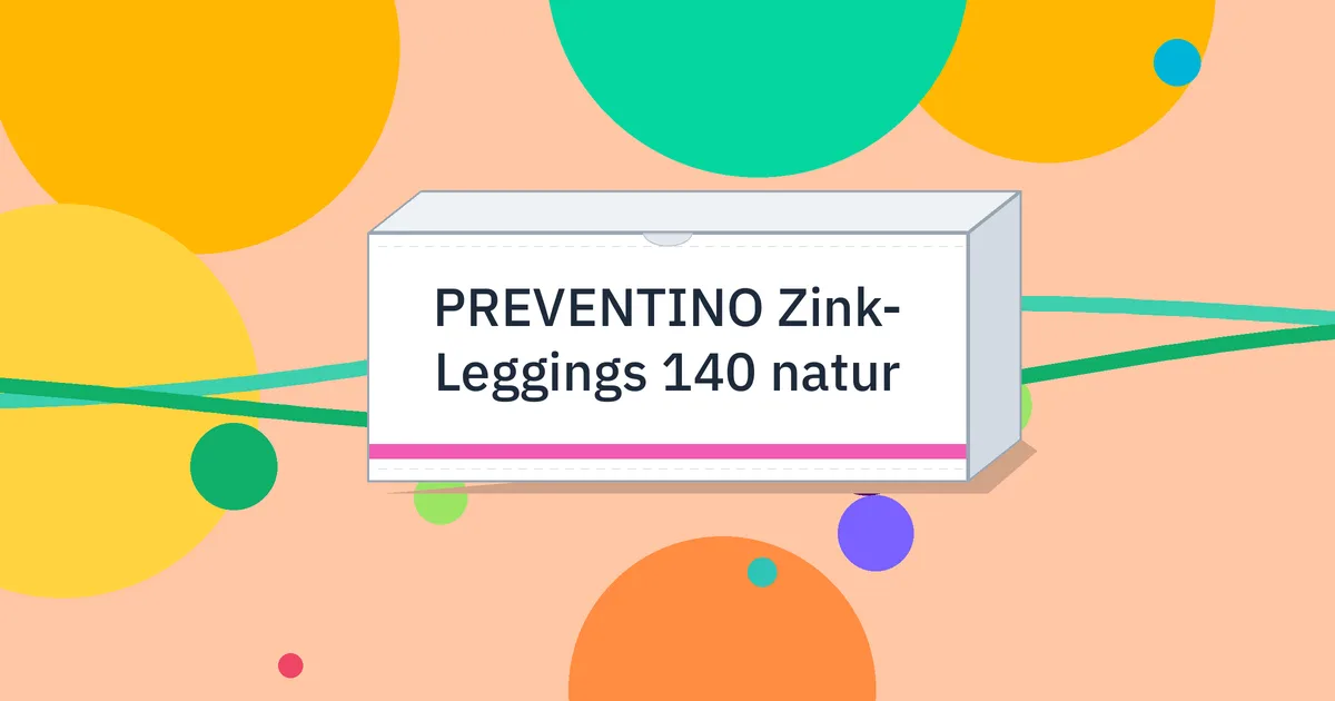 Symbolbild: Packung mit der Aufschrift PREVENTINO Zink-Leggings 140 natur (PZN 12447108) – Verfügbarkeit und Bezug in Apotheken in Frankfurt am Main