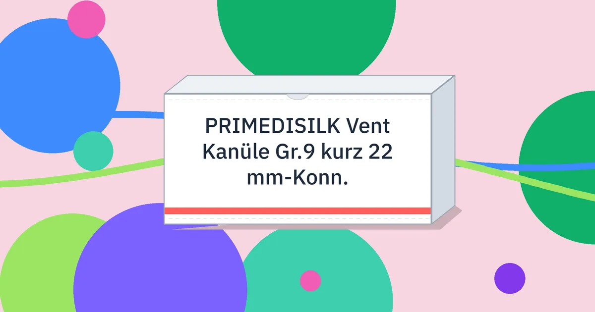 Symbolbild: Packung mit der Aufschrift PRIMEDISILK Vent Kanüle Gr.9 kurz 22 mm-Konn. (PZN 10355951) – Verfügbarkeit und Bezug in Apotheken in Frankfurt am Main