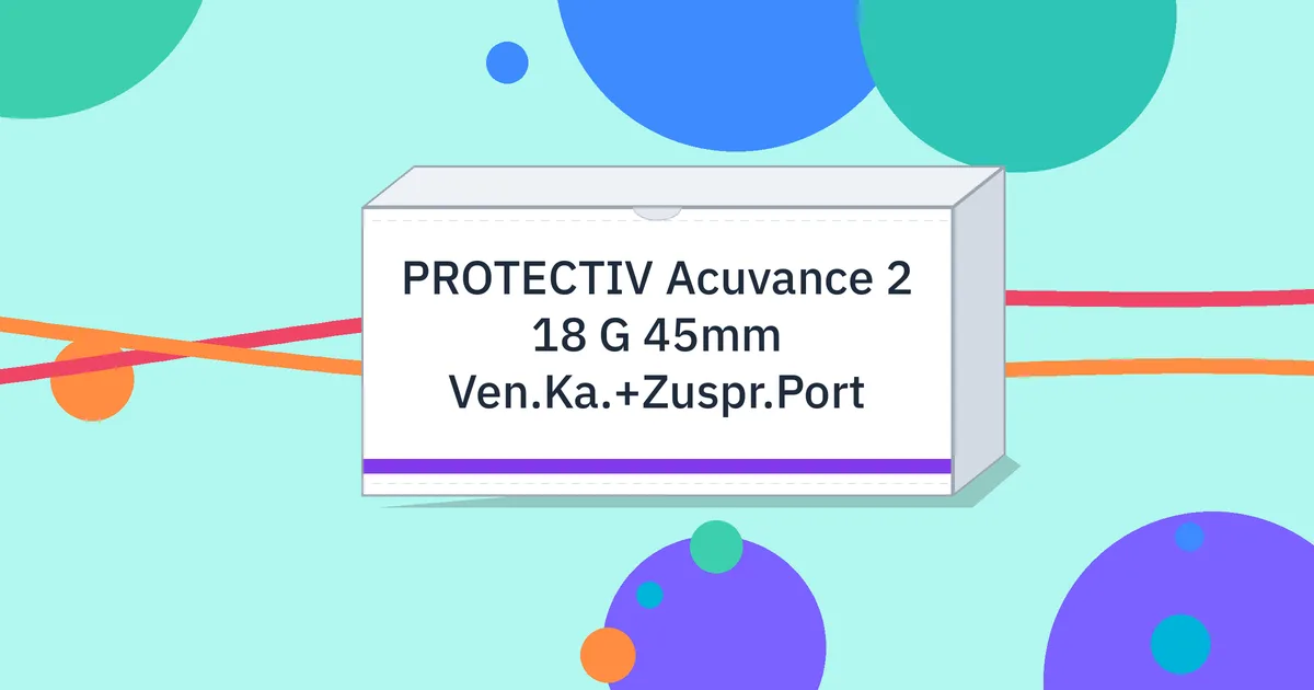 Symbolbild: Packung mit der Aufschrift PROTECTIV Acuvance 2 18 G 45mm Ven.Ka.+Zuspr.Port (PZN 17164533) – Verfügbarkeit und Bezug in Apotheken in Frankfurt am Main