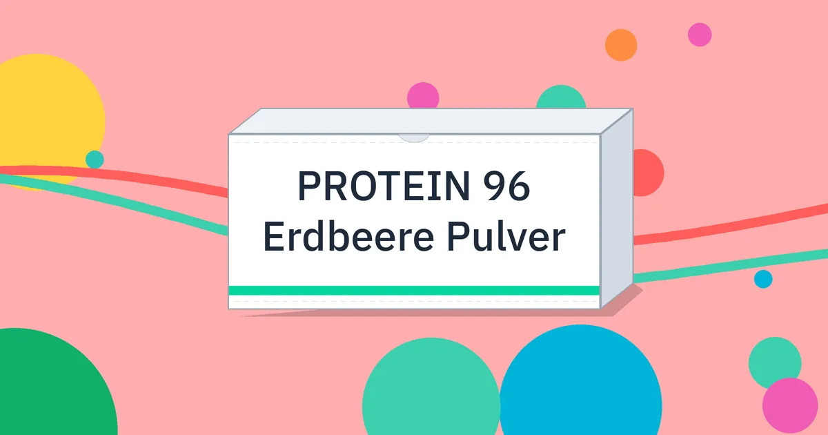 Symbolbild: Packung mit der Aufschrift PROTEIN 96 Erdbeere Pulver (PZN 20106479) – Verfügbarkeit und Bezug in Apotheken in Frankfurt am Main