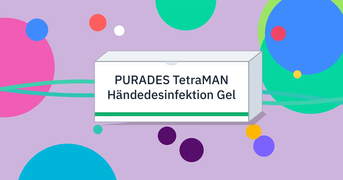 Symbolbild: Packung mit der Aufschrift PURADES TetraMAN Händedesinfektion Gel (PZN 14005484) – Verfügbarkeit und Bezug in Apotheken in Frankfurt am Main