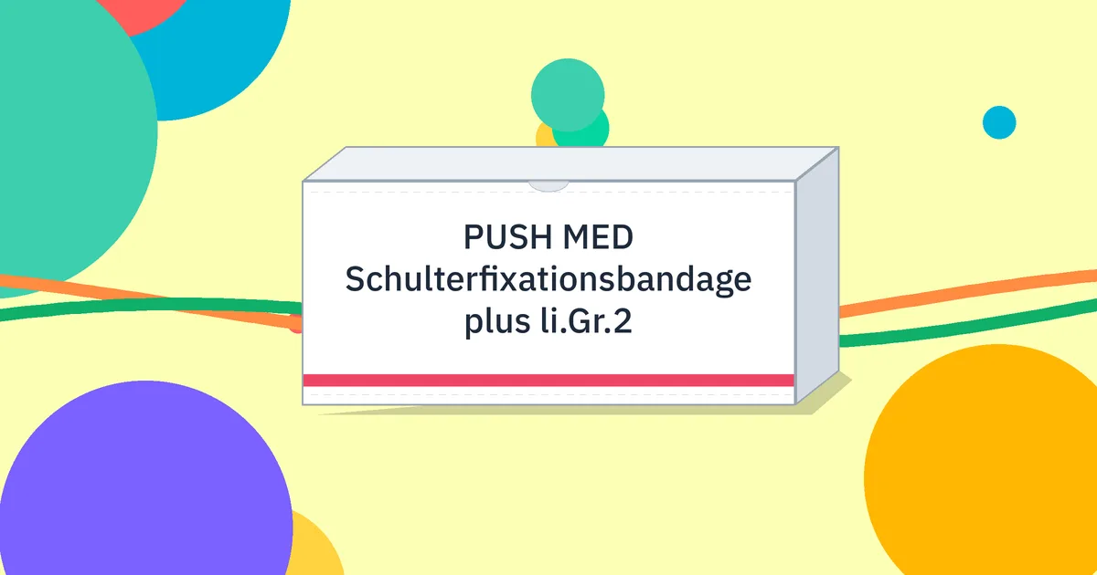 Symbolbild: Packung mit der Aufschrift PUSH MED Schulterfixationsbandage plus li.Gr.2 (PZN 09372565) – Verfügbarkeit und Bezug in Apotheken in Frankfurt am Main