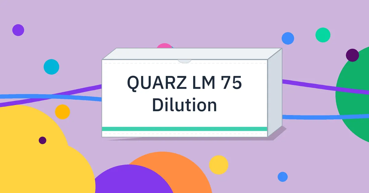 Symbolbild: Packung mit der Aufschrift QUARZ LM 75 Dilution (PZN 13045702) – Verfügbarkeit und Bezug in Apotheken in Frankfurt am Main