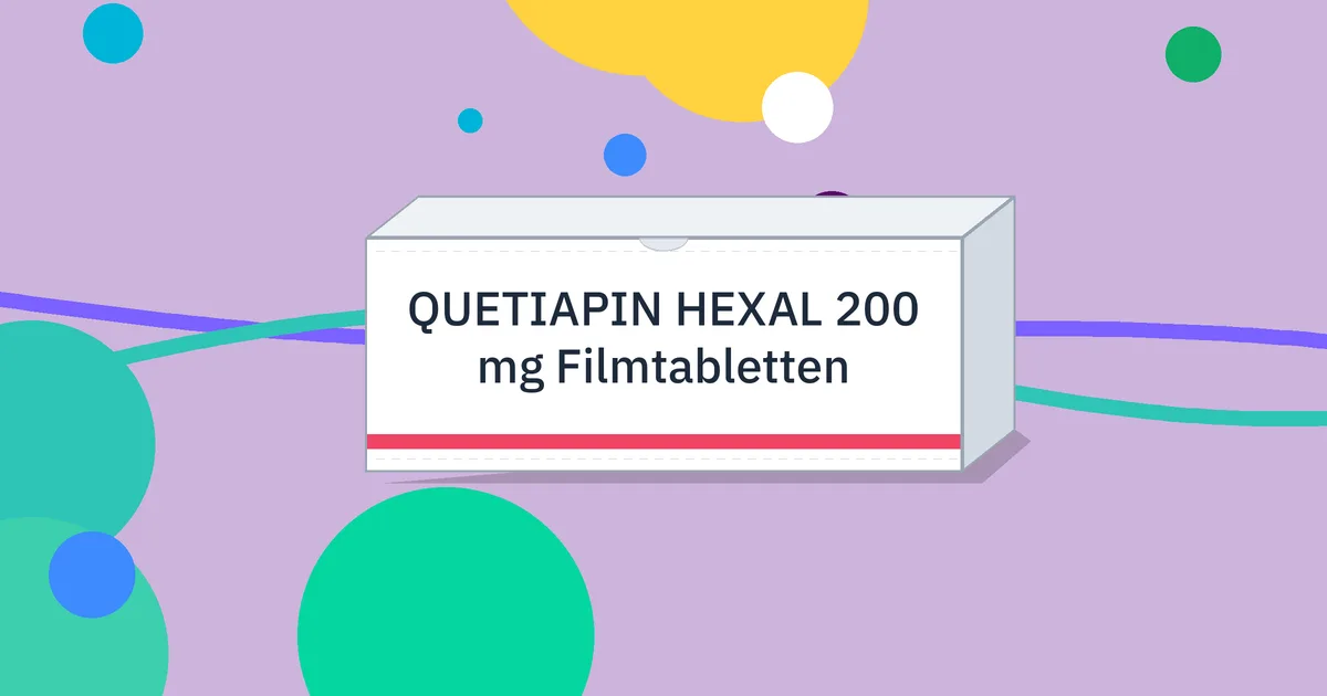 Symbolbild: Packung mit der Aufschrift QUETIAPIN HEXAL 200 mg Filmtabletten (PZN 09339243) – Verfügbarkeit und Bezug in Apotheken in Frankfurt am Main