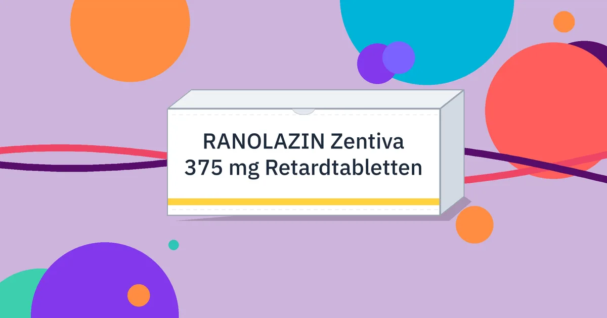 Symbolbild: Packung mit der Aufschrift RANOLAZIN Zentiva 375 mg Retardtabletten (PZN 18207658) – Verfügbarkeit und Bezug in Apotheken in Frankfurt am Main