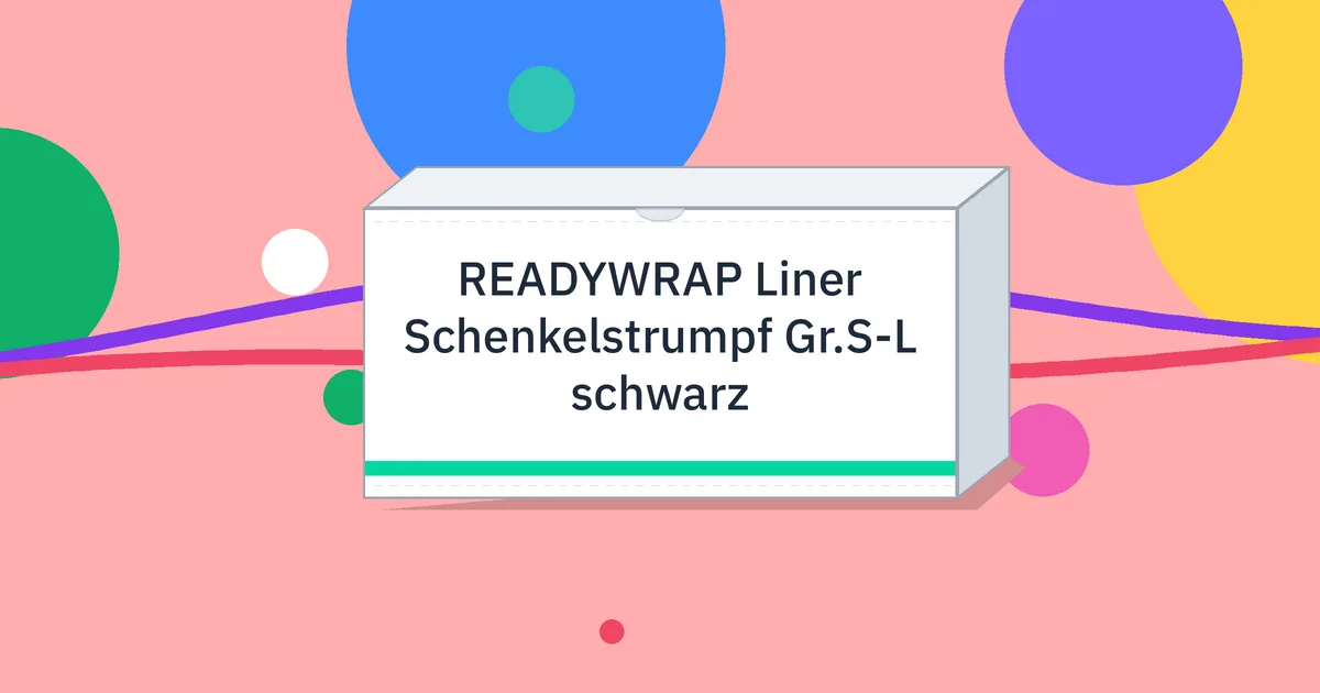 Symbolbild: Packung mit der Aufschrift READYWRAP Liner Schenkelstrumpf Gr.S-L schwarz (PZN 18017679) – Verfügbarkeit und Bezug in Apotheken in Frankfurt am Main