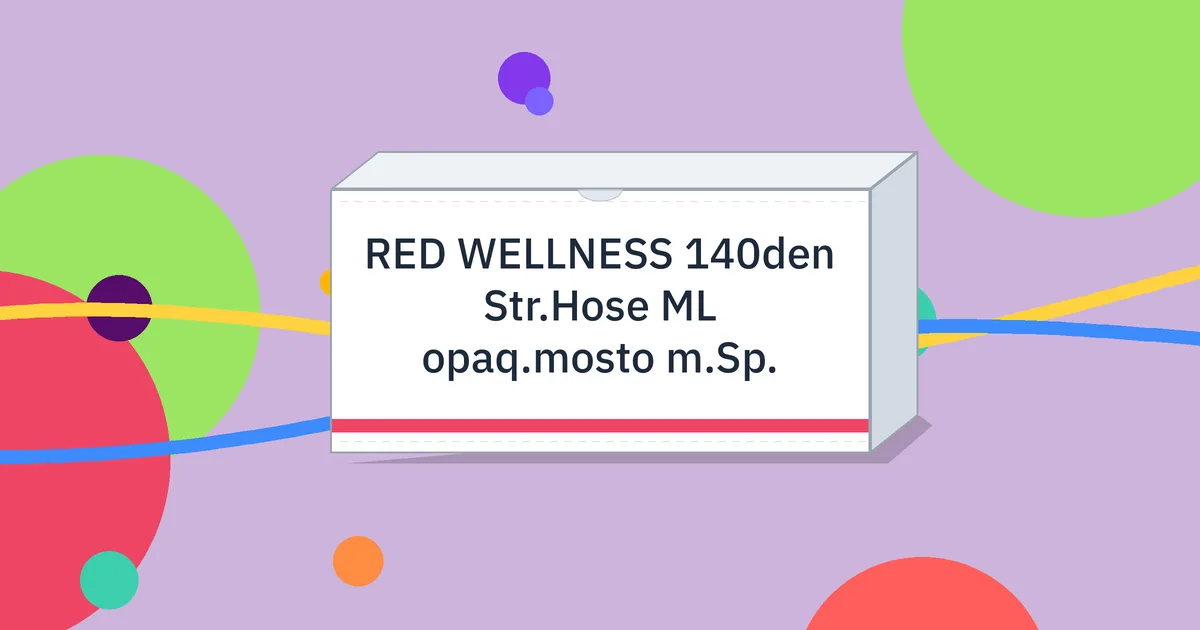 Symbolbild: Packung mit der Aufschrift RED WELLNESS 140den Str.Hose ML opaq.mosto m.Sp. (PZN 16176267) – Verfügbarkeit und Bezug in Apotheken in Frankfurt am Main