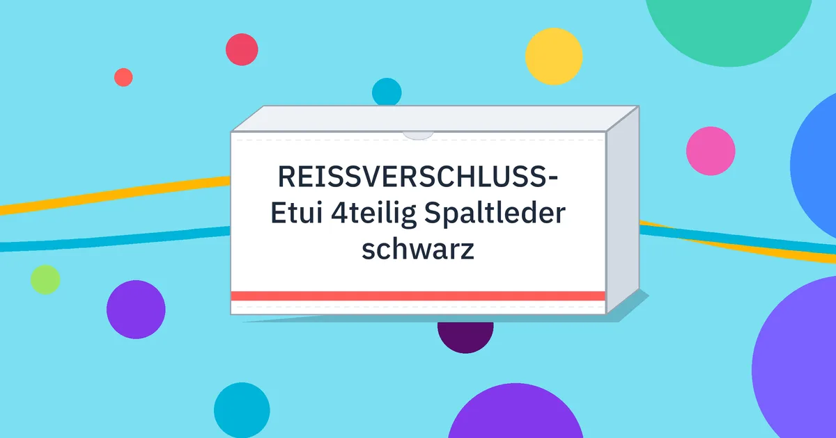 Symbolbild: Packung mit der Aufschrift REISSVERSCHLUSS-Etui 4teilig Spaltleder schwarz (PZN 17288962) – Verfügbarkeit und Bezug in Apotheken in Frankfurt am Main