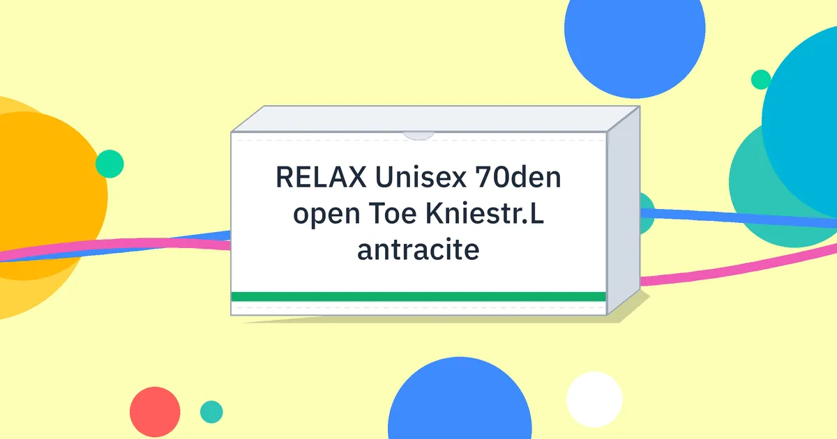 Symbolbild: Packung mit der Aufschrift RELAX Unisex 70den open Toe Kniestr.L antracite (PZN 16224730) – Verfügbarkeit und Bezug in Apotheken in Frankfurt am Main