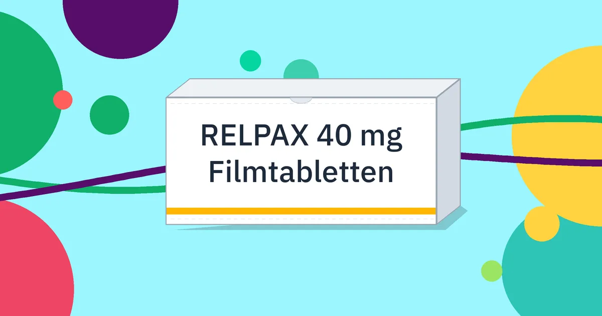 Symbolbild: Packung mit der Aufschrift RELPAX 40 mg Filmtabletten (PZN 03932833) – Verfügbarkeit und Bezug in Apotheken in Frankfurt am Main