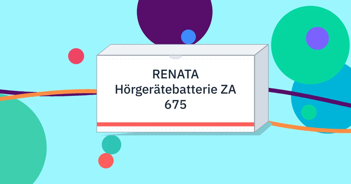 Symbolbild: Packung mit der Aufschrift RENATA Hörgerätebatterie ZA 675 (PZN 00979260) – Verfügbarkeit und Bezug in Apotheken in Frankfurt am Main